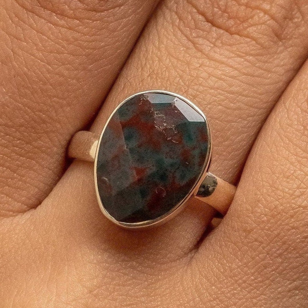 Natural Bloodstone Ring, 925 Sterling Silver, Handmade Jewelry, Gift ...