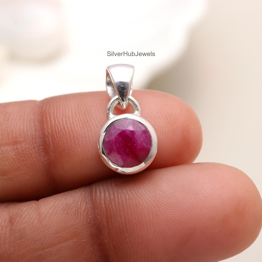 Handcrafted Natural Ruby Pendant, Pink Gemstone Pendant, Pendant, 925 ...