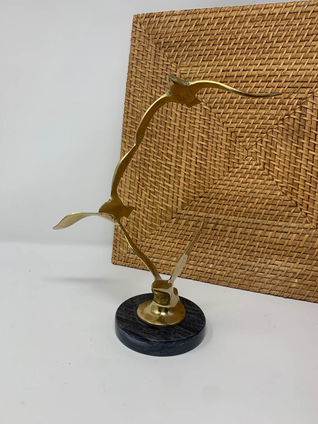 Vintage MCM Brass Seagulls in Flight Statue / Brass Flying Gulls on ...