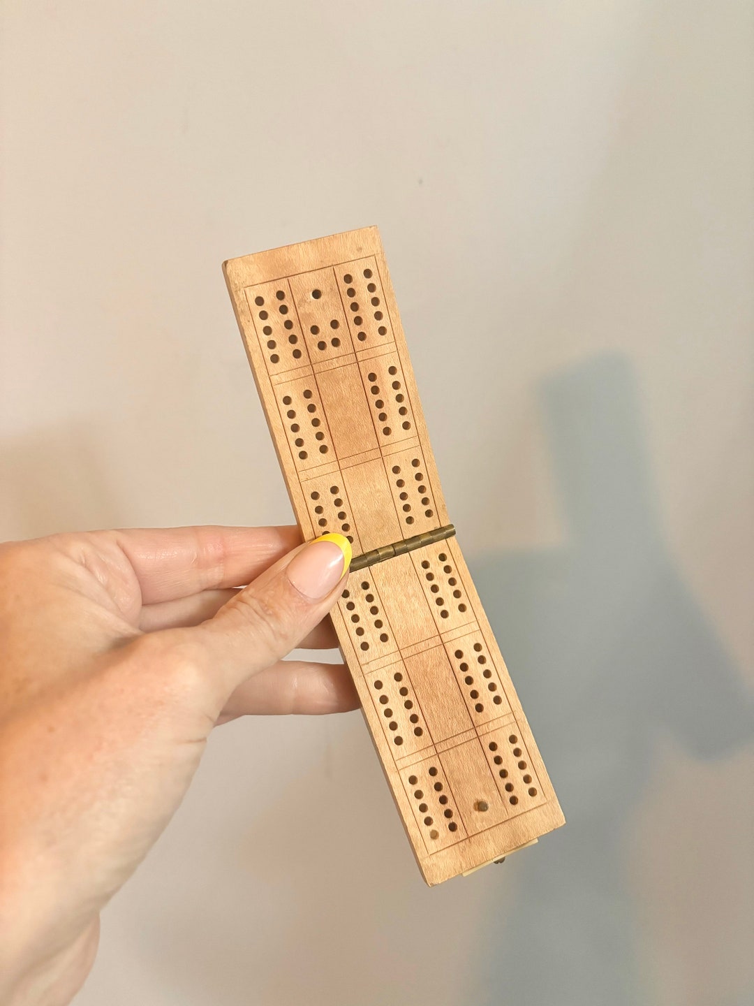 Tiny Vintage Cribbage Board / to Go Folding Wood Crib Game Gift Dad ...