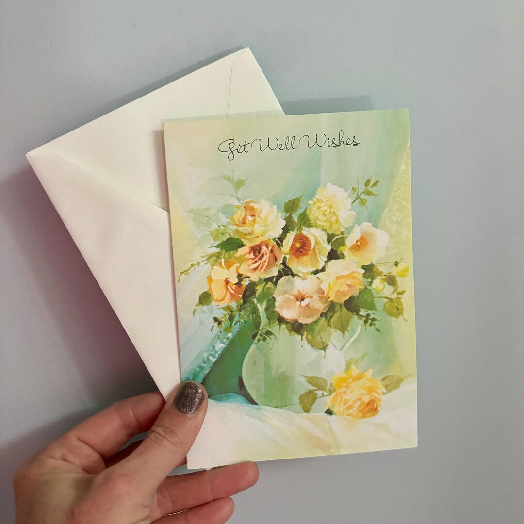 Sweet Vintage Get Well Soon Card / 60s Floral Get Well Note Card New ...