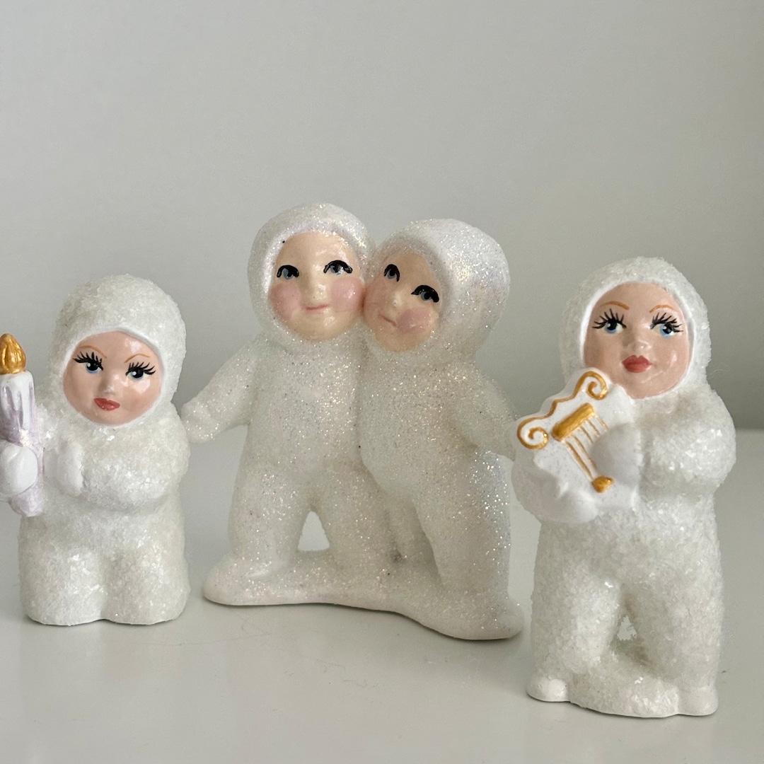 Vintage Ceramic Snow Baby Figurines / Vintage Hand Painted Snow Babies ...