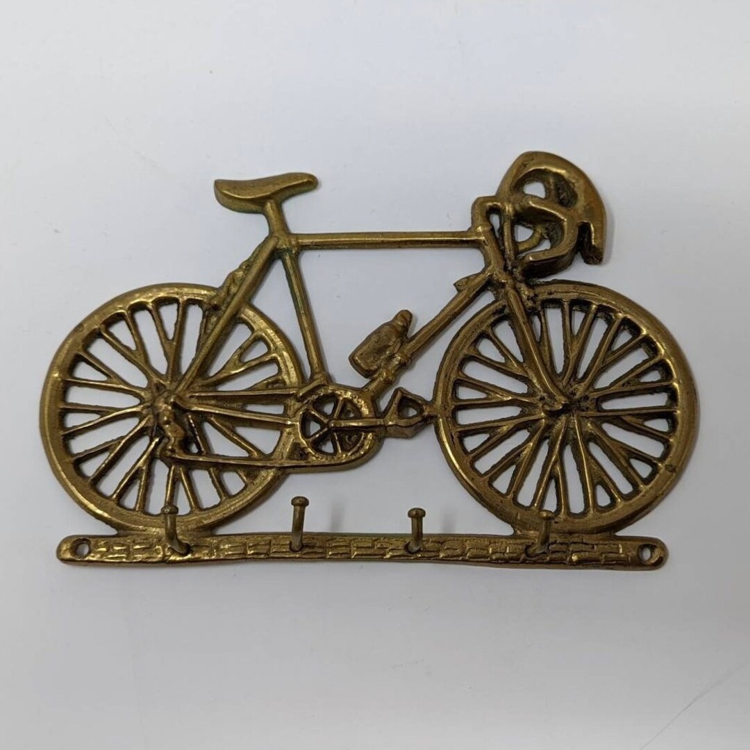 Vintage Brass Bike Key Holder / Road Bike Key Hook / Front Entrance ...