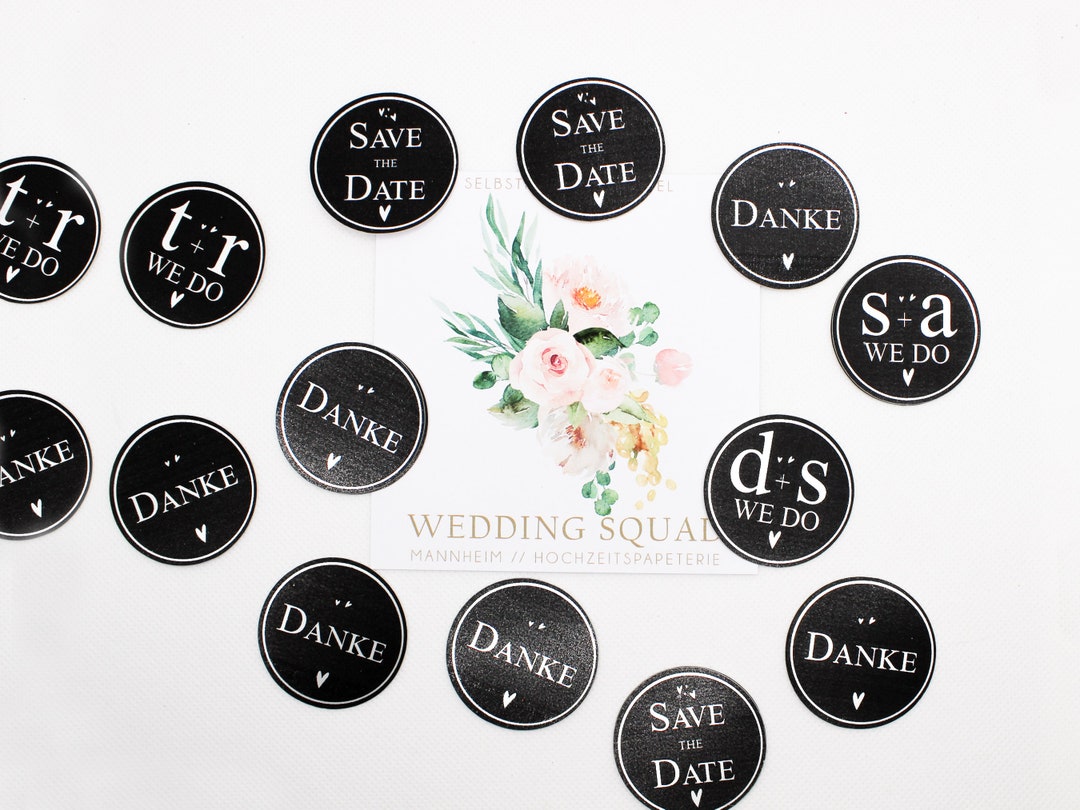 Runde Hochzeitssticker / Save The Date Sticker / Danke Sticker - Etsy.de