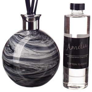 Large Sphere Mouth Blown Reed Diffuser Grey Black White Design - Etsy