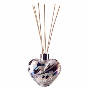 Luxury Reed Diffuser Mouth Blown Glass Heart Grey White Frosted - Etsy