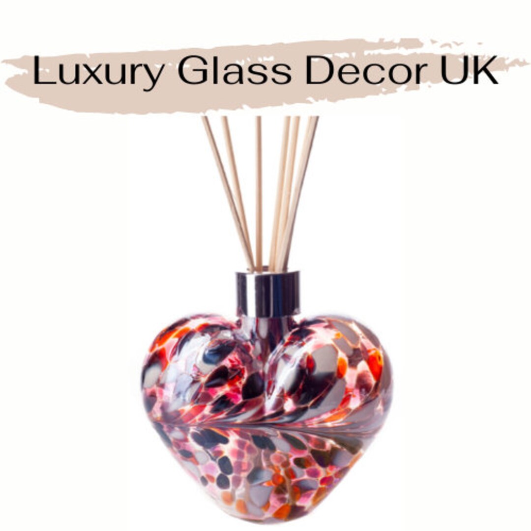 Luxury Reed Diffuser Mouth Blown Glass Heart Red Black White - Etsy UK