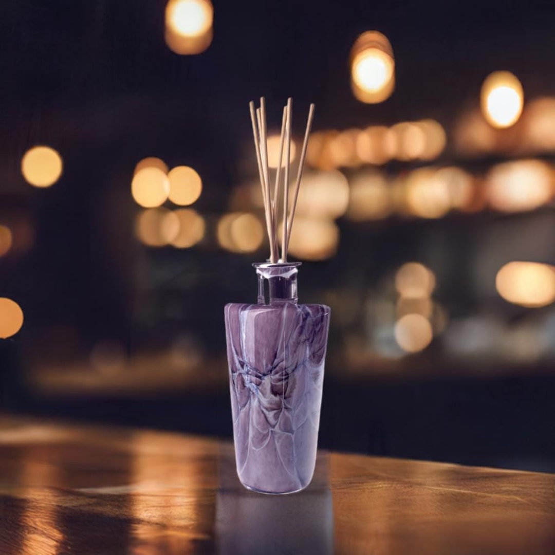 Large 500ml 19cm Reed Diffuser Mouth Blown Glass Conical Violet, Purple ...