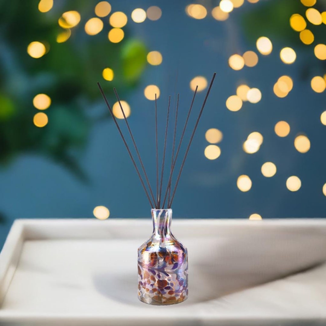 Luxury Reed Diffuser Mouth Blown Glass Open Cylinder Apothecary Design ...
