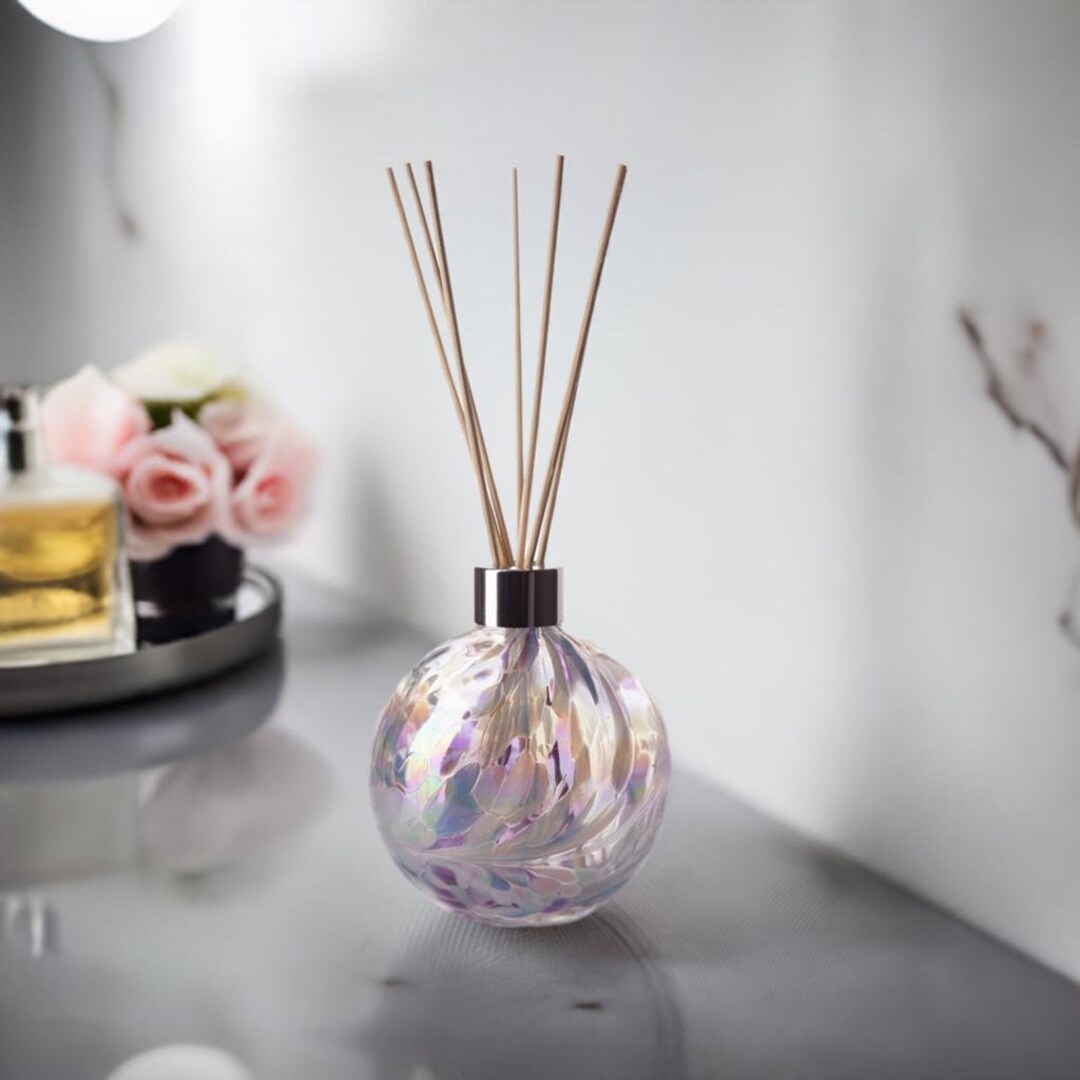 Luxury Reed Diffuser Mouth Blown Glass Sphere White Purple Pink Blue ...