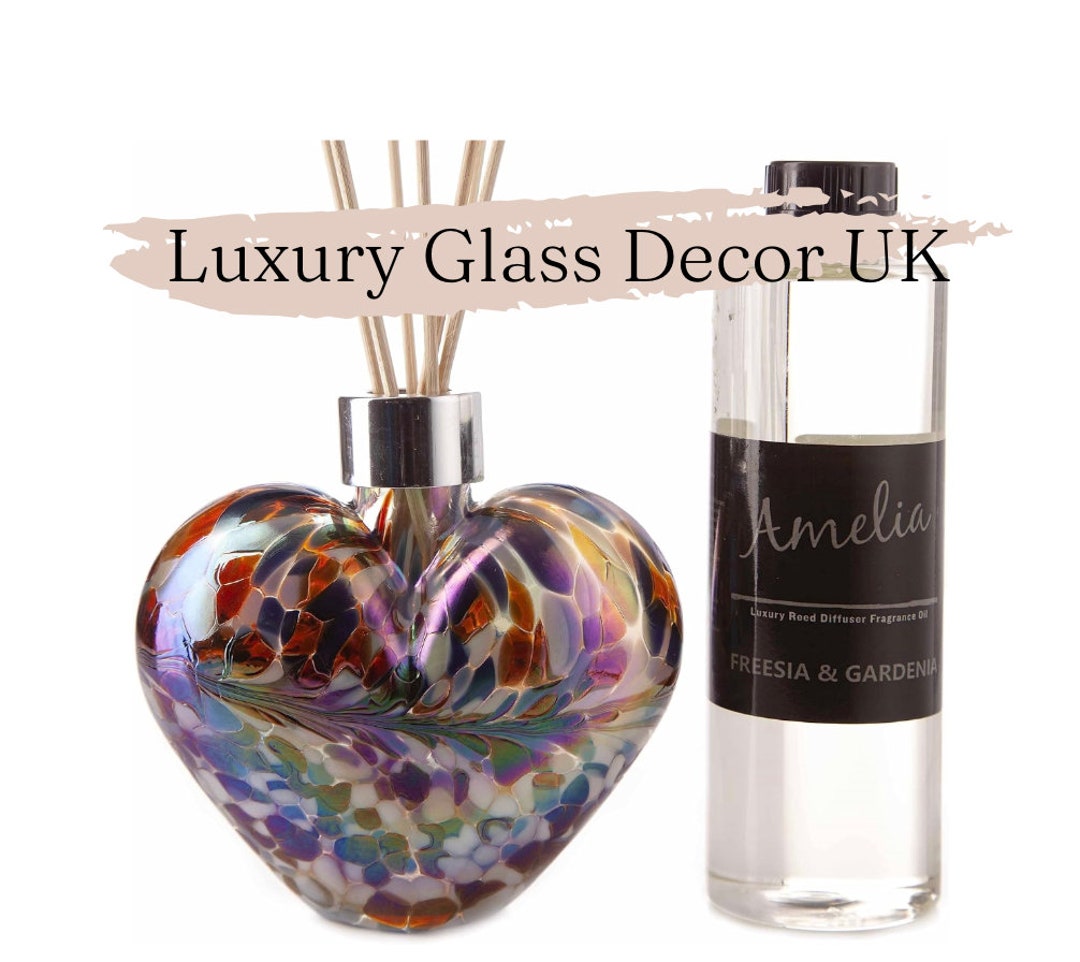 Luxury Reed Diffuser Mouth Blown Glass Heart White Blue Red - Etsy