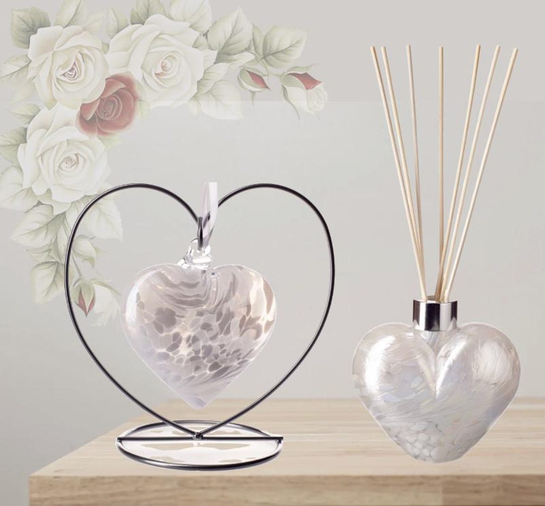 Luxury Glass Heart Reed Diffuser Set, Hanging Ornament, Wedding Gift - Etsy