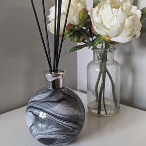 Large Sphere Mouth Blown Reed Diffuser Grey Black White Design - Etsy