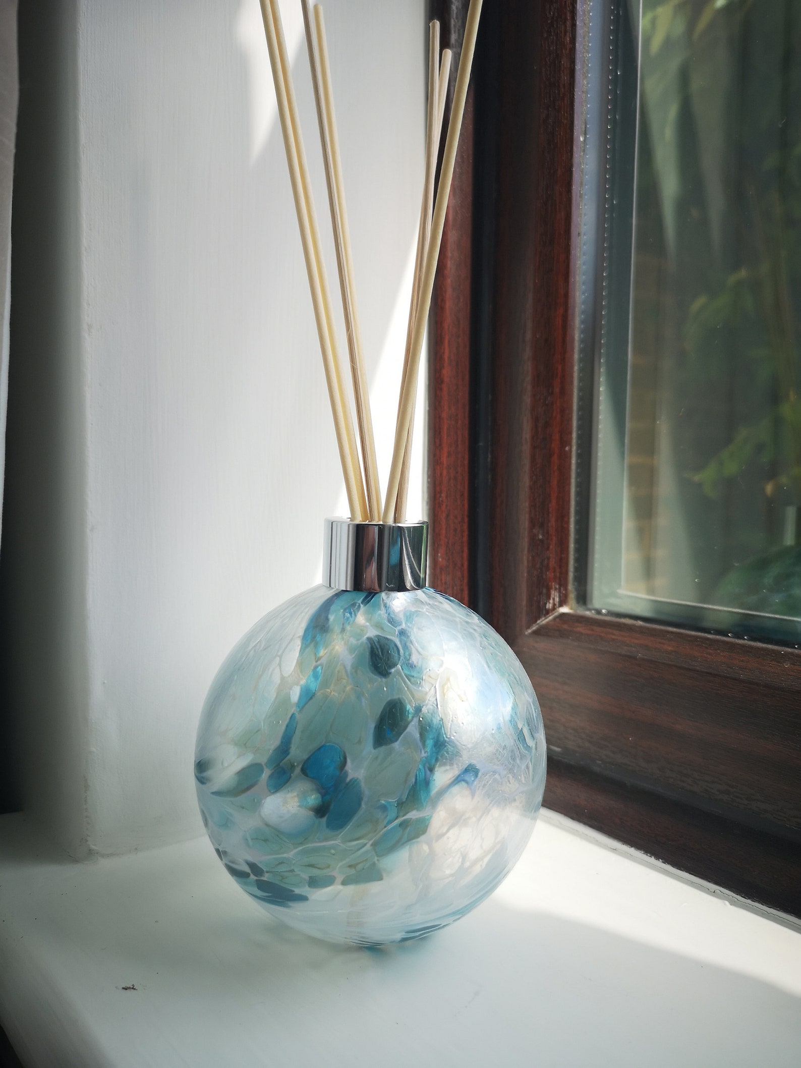 Luxury Reed Diffuser Mouth Blown Glass Sphere Turquoise White - Etsy UK