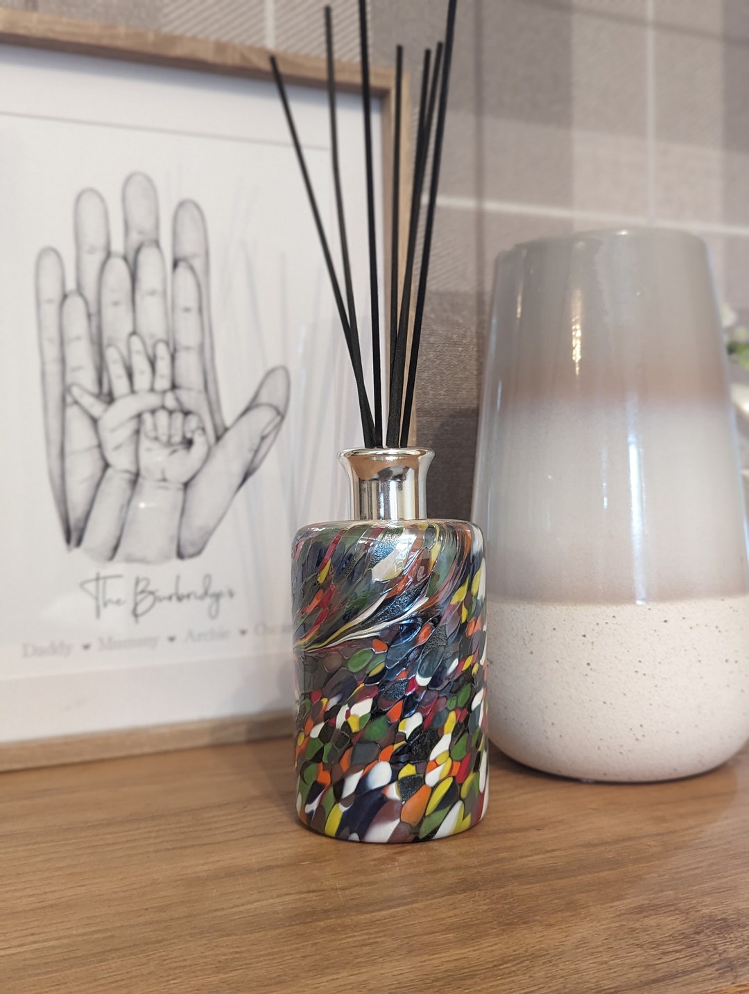 15cm Reed Diffuser Mouth Blown Glass Cylinder Multicoloured Design - Etsy