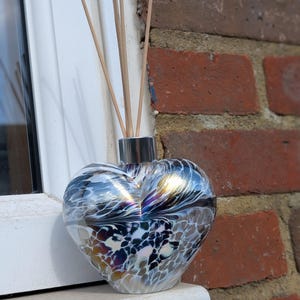 Luxury Reed Diffuser Mouth Blown Glass Heart Grey White Frosted - Etsy