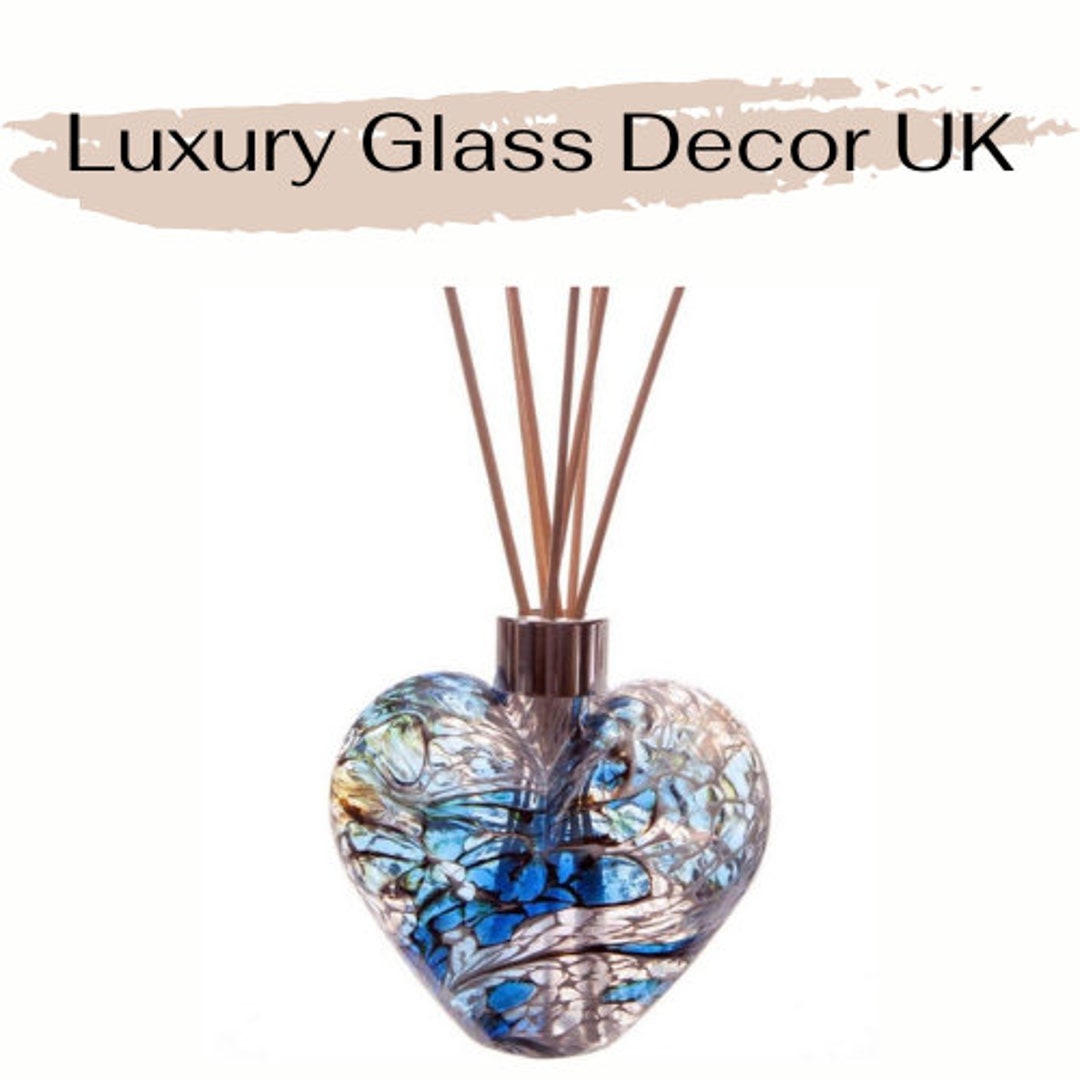 Luxury Reed Diffuser Mouth Blown Glass Heart White Blue Green - Etsy