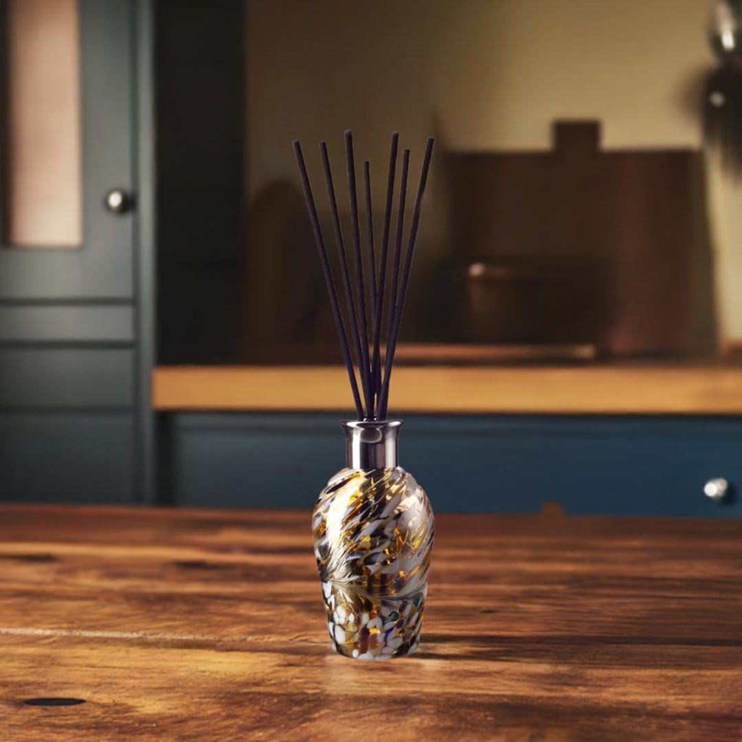 Reed Diffuser Mouth Blown Glass Gold Brown White Dome Design - Etsy