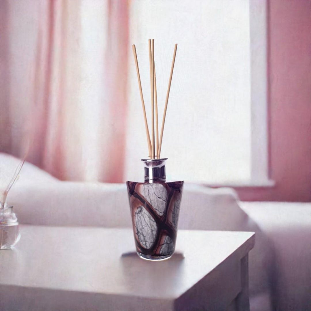 Reed Diffuser Mouth Blown Glass Conical Grey Black Pink Marble Effect ...