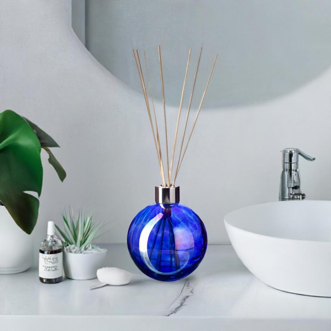 Luxury Reed Diffuser Mouth Blown Glass Sphere Metallic Effect Blue ...