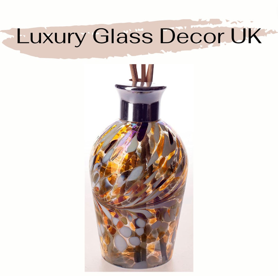 Reed Diffuser Mouth Blown Glass Gold Brown White Dome Design - Etsy UK