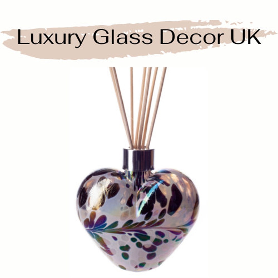 Luxury Reed Diffuser Mouth Blown Glass Heart Black Grey White - Etsy
