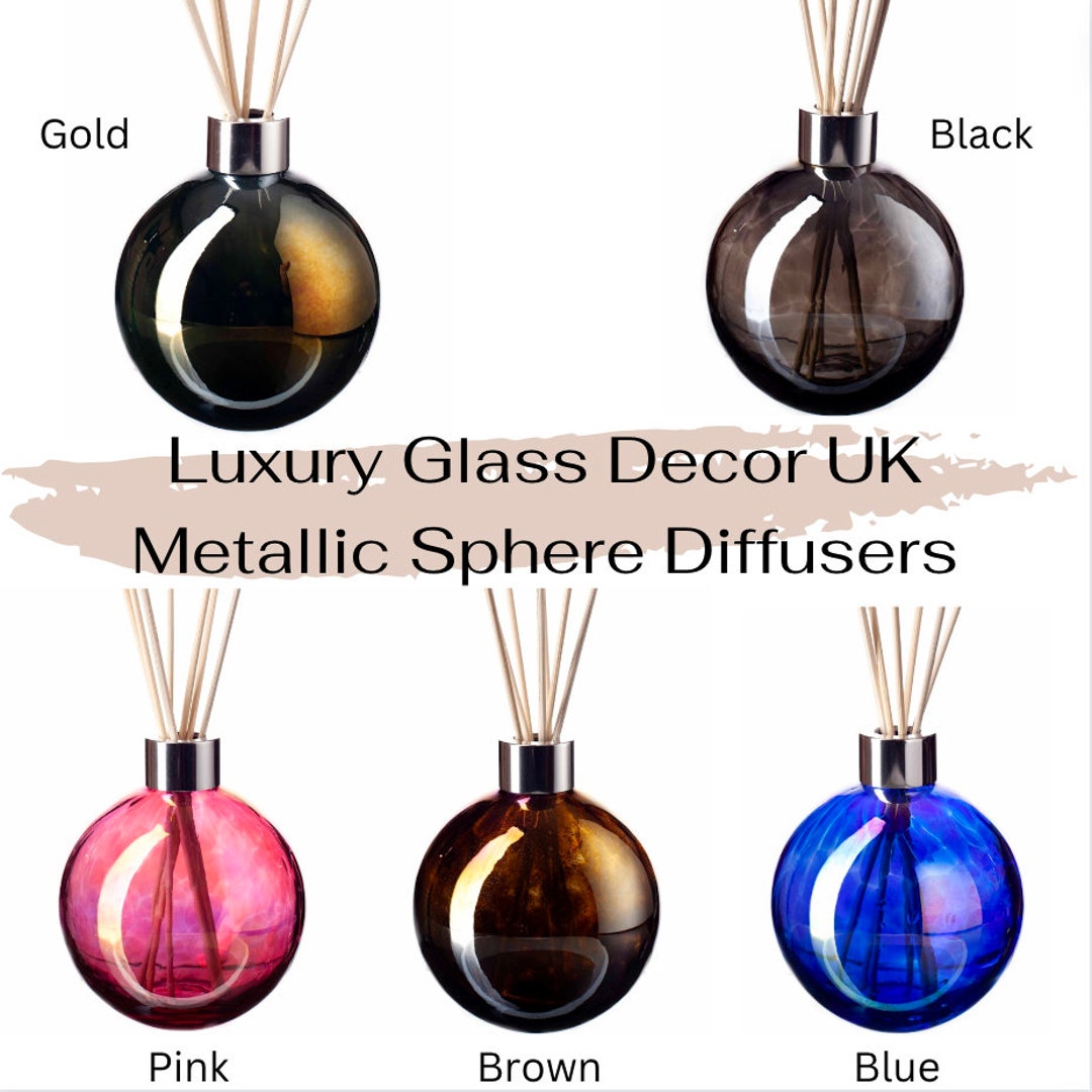 Luxury Reed Diffuser Mouth Blown Glass Sphere Metallic Effect Blue ...