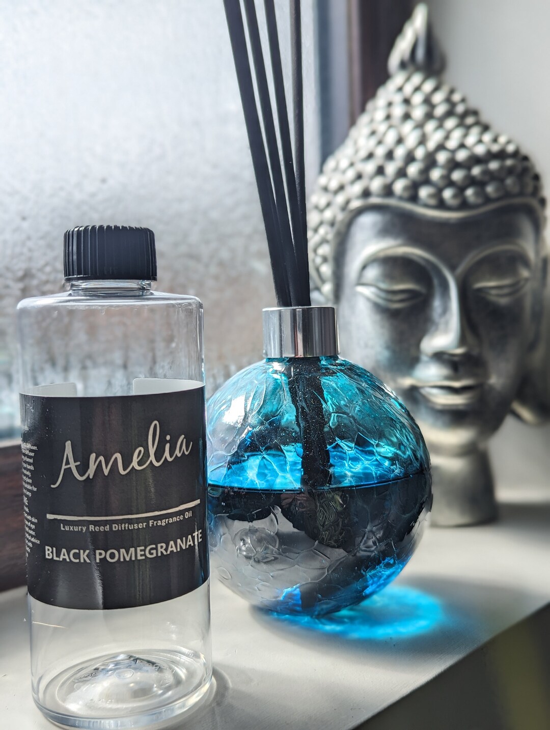 Luxury Reed Diffuser Mouth Blown Glass Sphere Ombre Effect Blue Pink ...