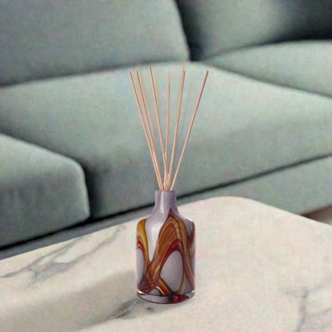 Reed Diffuser Mouth Blown Glass Open Cylinder Apothecary Design in Grey ...