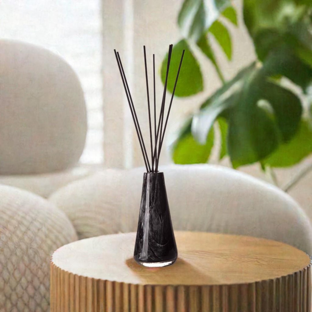 Mouth Blown Reed Diffuser Cone Shape Black Marble Design - Etsy