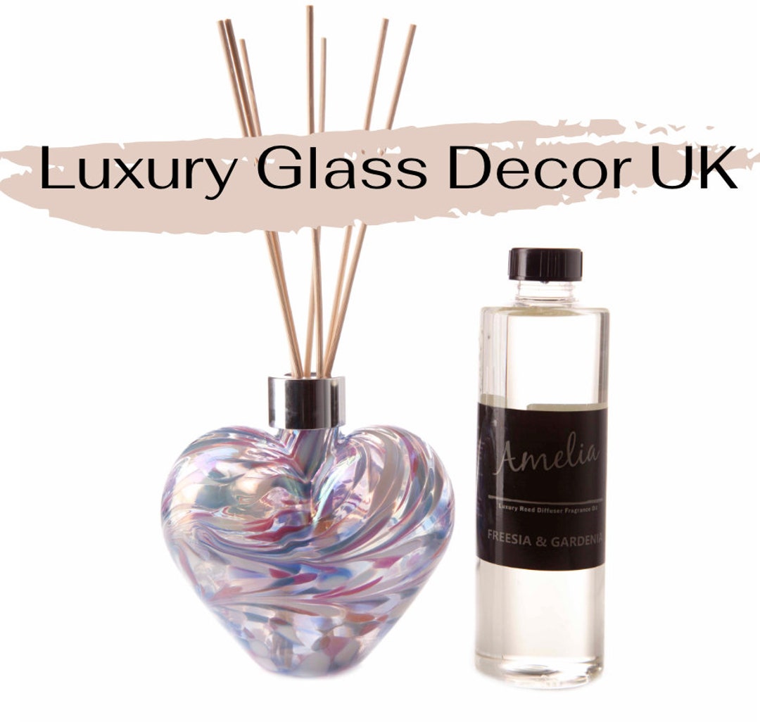 Luxury Reed Diffuser Mouth Blown Glass Heart White Pink - Etsy