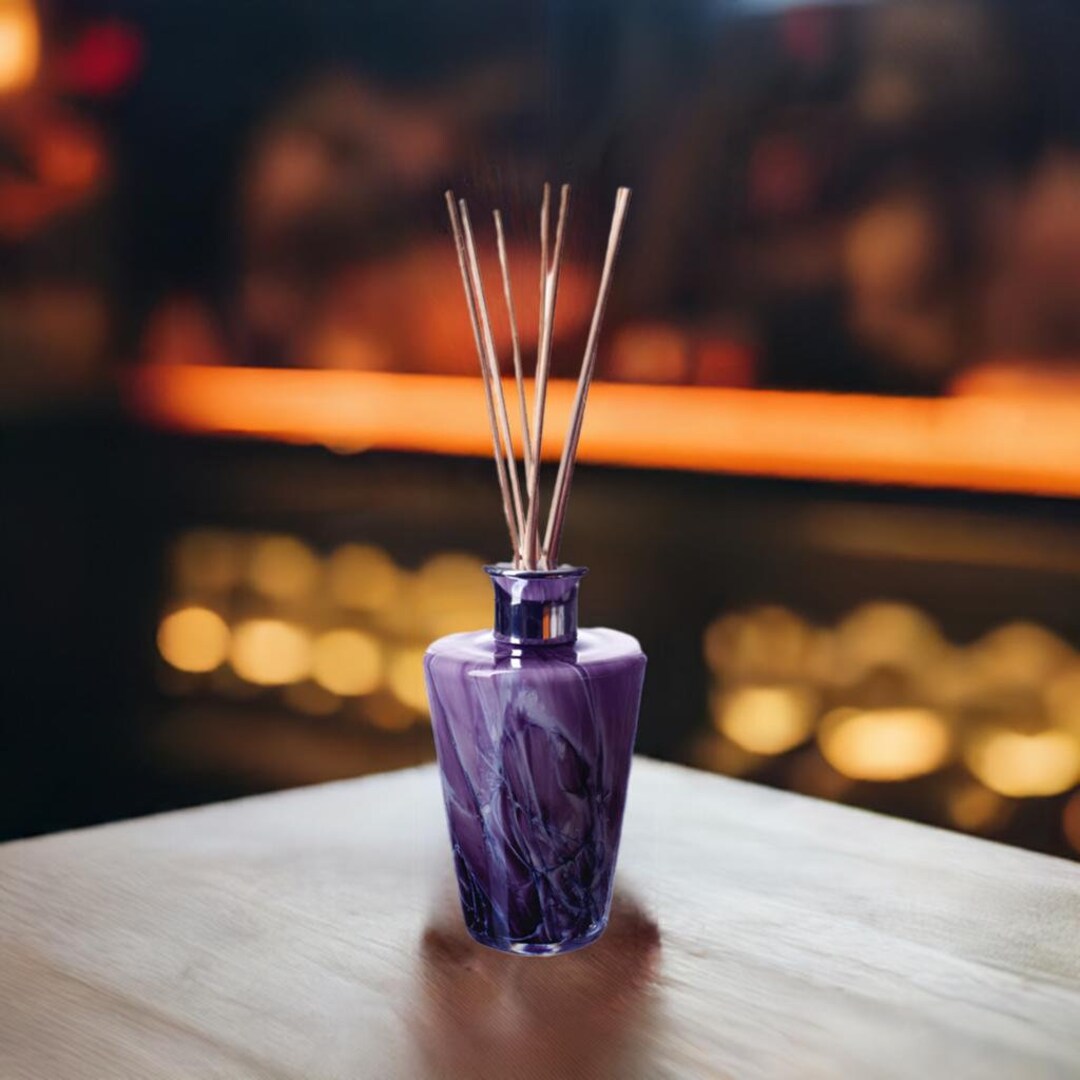 Luxury Reed Diffuser Mouth Blown Glass Conical Purple Violet Marble ...