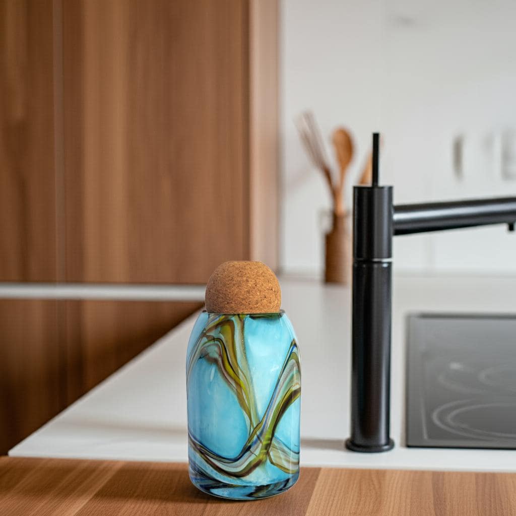 Mouth Blown Glass Jar With Cork Ball Lid: Unique Kitchen Storage - Etsy UK