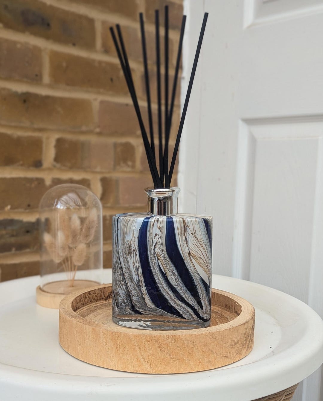 Mouth Blown Reed Diffuser Ellipse Hip Flask Style Brown Midnight Blue ...