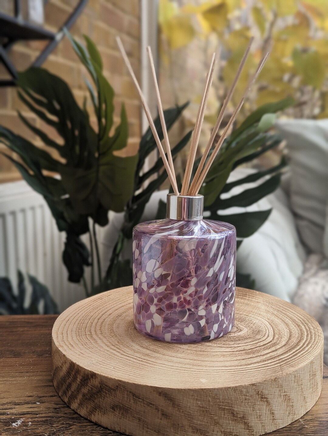 Reed Diffuser Mouth Blown Glass Cylinder Purple White - Etsy