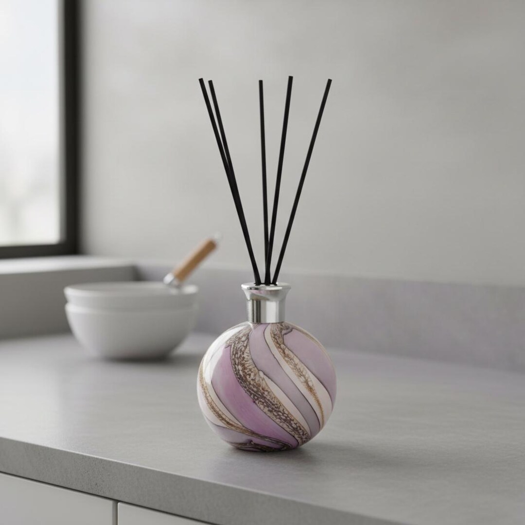 Mouth Blown Glass Sphere Reed Diffuser: Home Decor Neutral Pink and ...