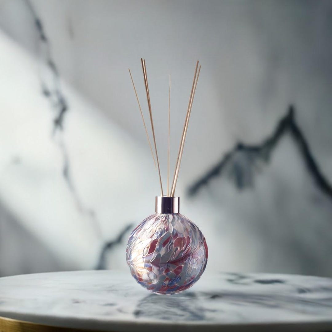 Luxury Reed Diffuser Mouth Blown Glass Sphere White Pink Turquoise Blue ...