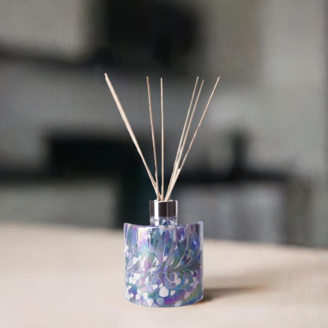 Reed Diffuser Mouth Blown Glass Cylinder Turquoise Blue White Purple ...