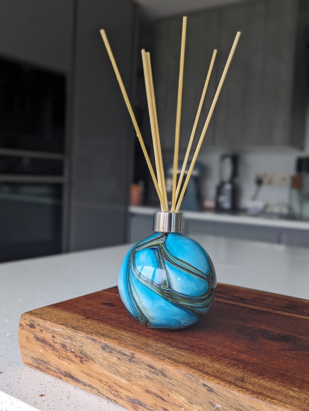Luxury Reed Diffuser Mouth Blown Glass Sphere Turquoise Blue - Etsy