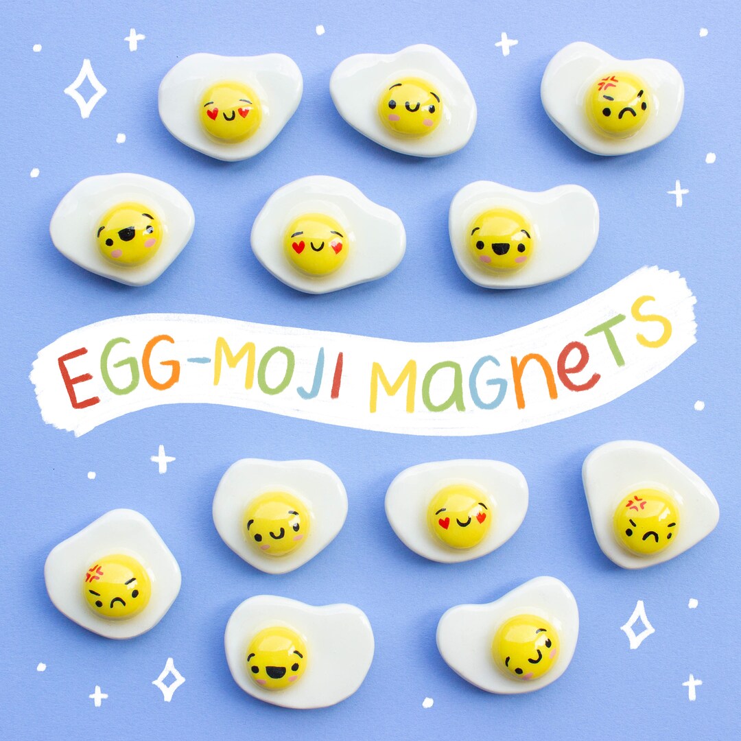 Egg-moji Magnets, Handmade Clay - 1.5in - Breakfast Themed, Egg Emoji ...