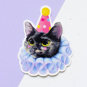Lemon, Cat in a Clown Costume – Waterproof Glossy Vinyl Sticker - Etsy