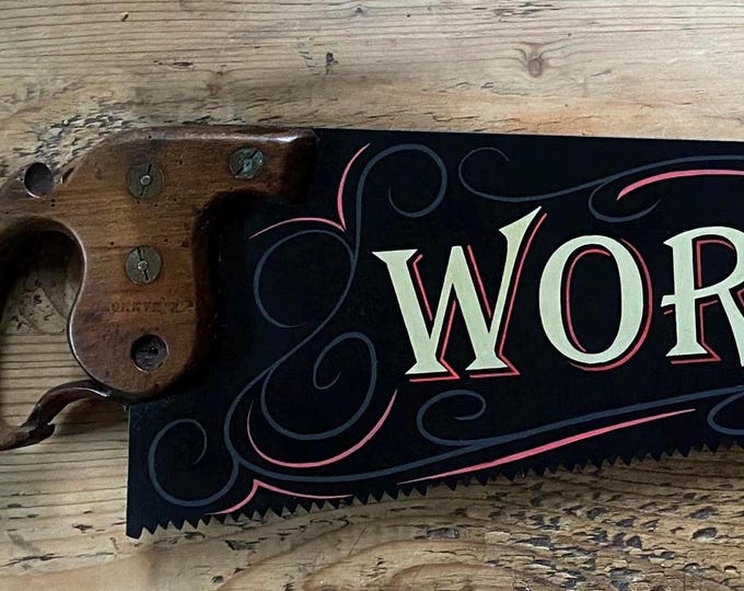 Hand Painted Vintage Saw, Workshop Sign, Signwriting, Man Cave Art ...