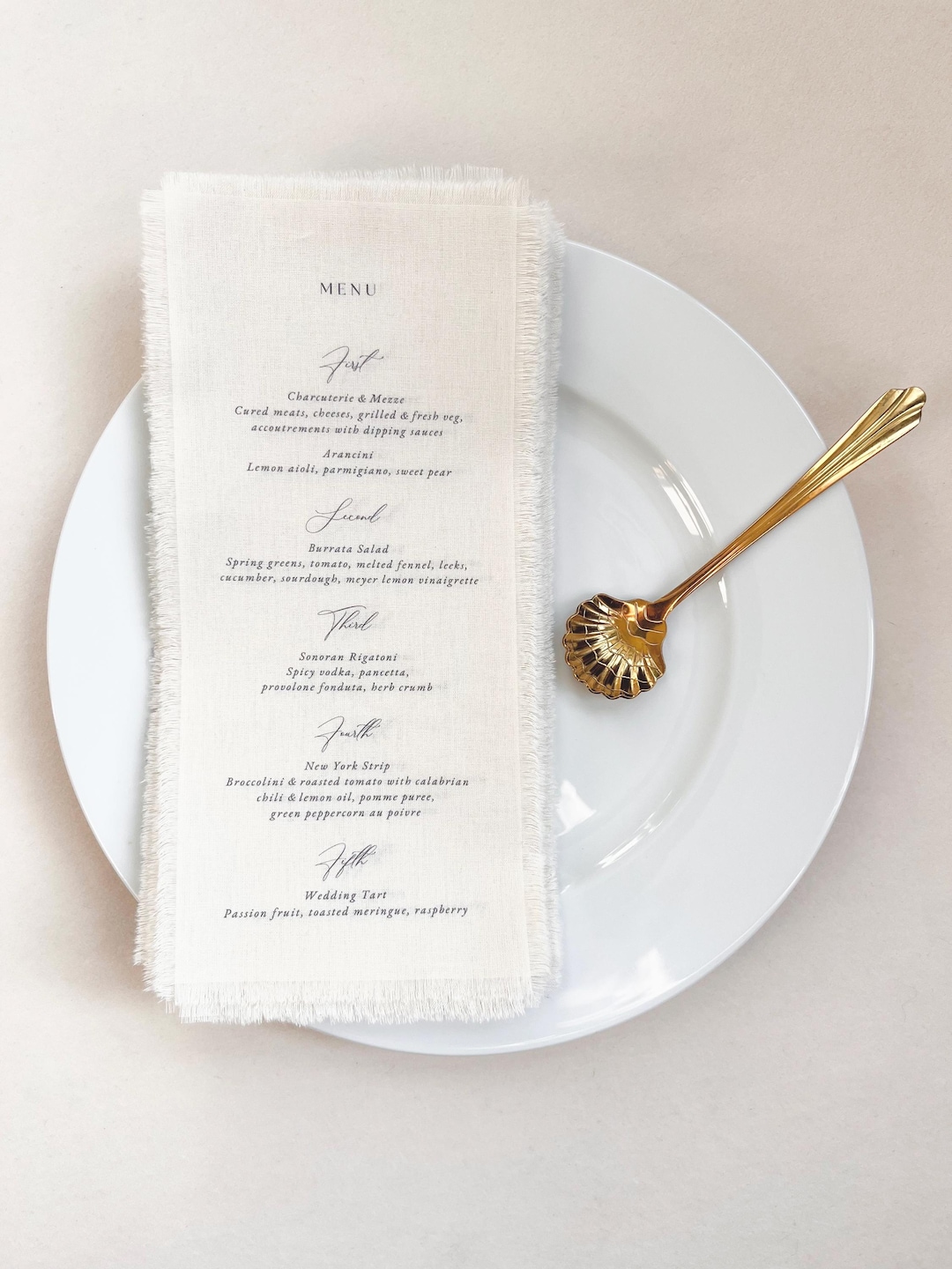Wedding and Christening Menus - Fabric Menus - Cotton and Linen Fabric ...
