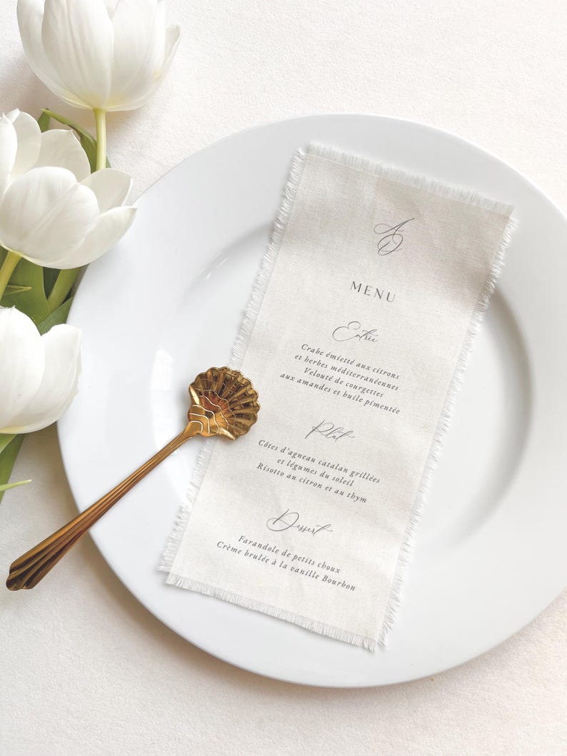 Wedding and Christening Menus - Fabric Menus - Cotton and Linen Fabric ...