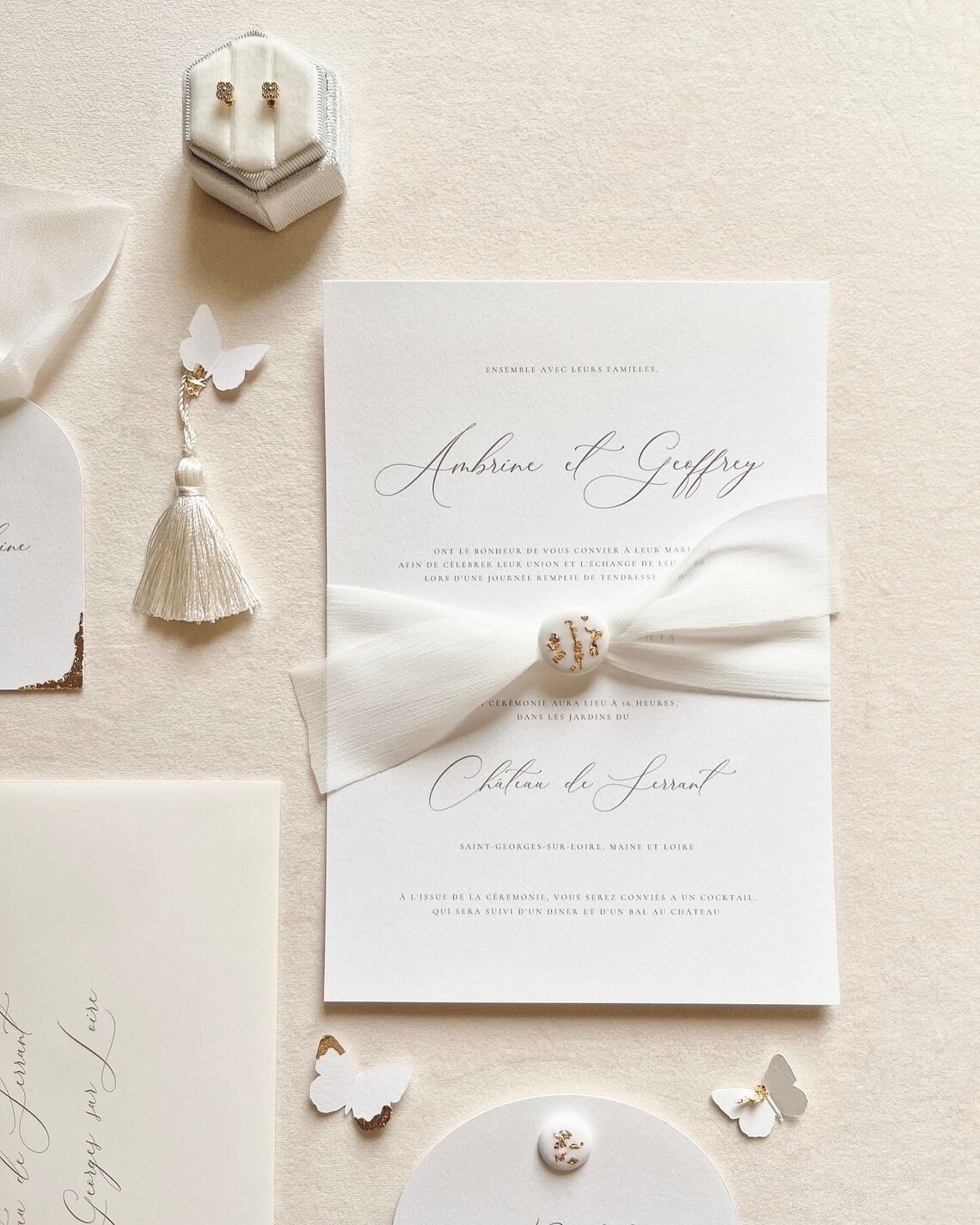 Customizable Wedding Invitation - Textured Paper, Calligraphy, Muslin ...