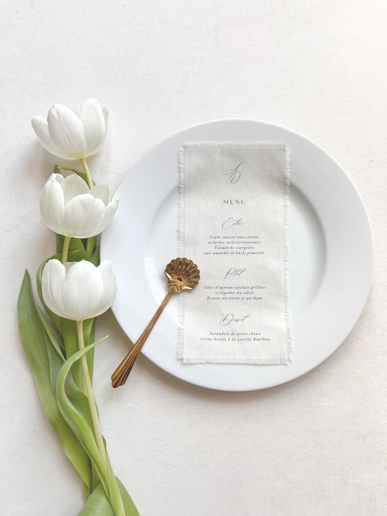 Wedding and Christening Menus - Fabric Menus - Cotton and Linen Fabric ...