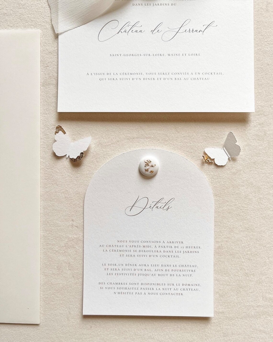 Customizable Wedding Invitation - Textured Paper, Calligraphy, Muslin ...