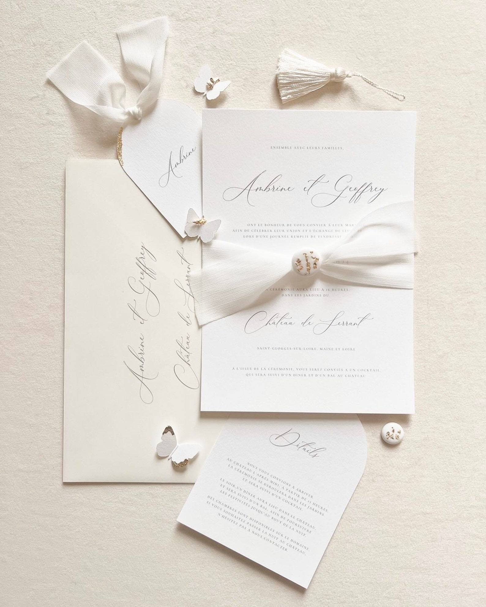 Customizable Wedding Invitation - Textured Paper, Calligraphy, Muslin ...