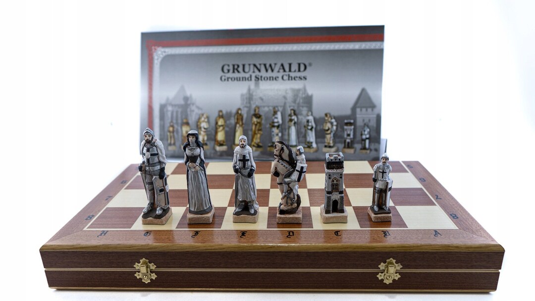 Chess Wooden Set Folding Chessboard Hand Made Carved Marble Pawns ...