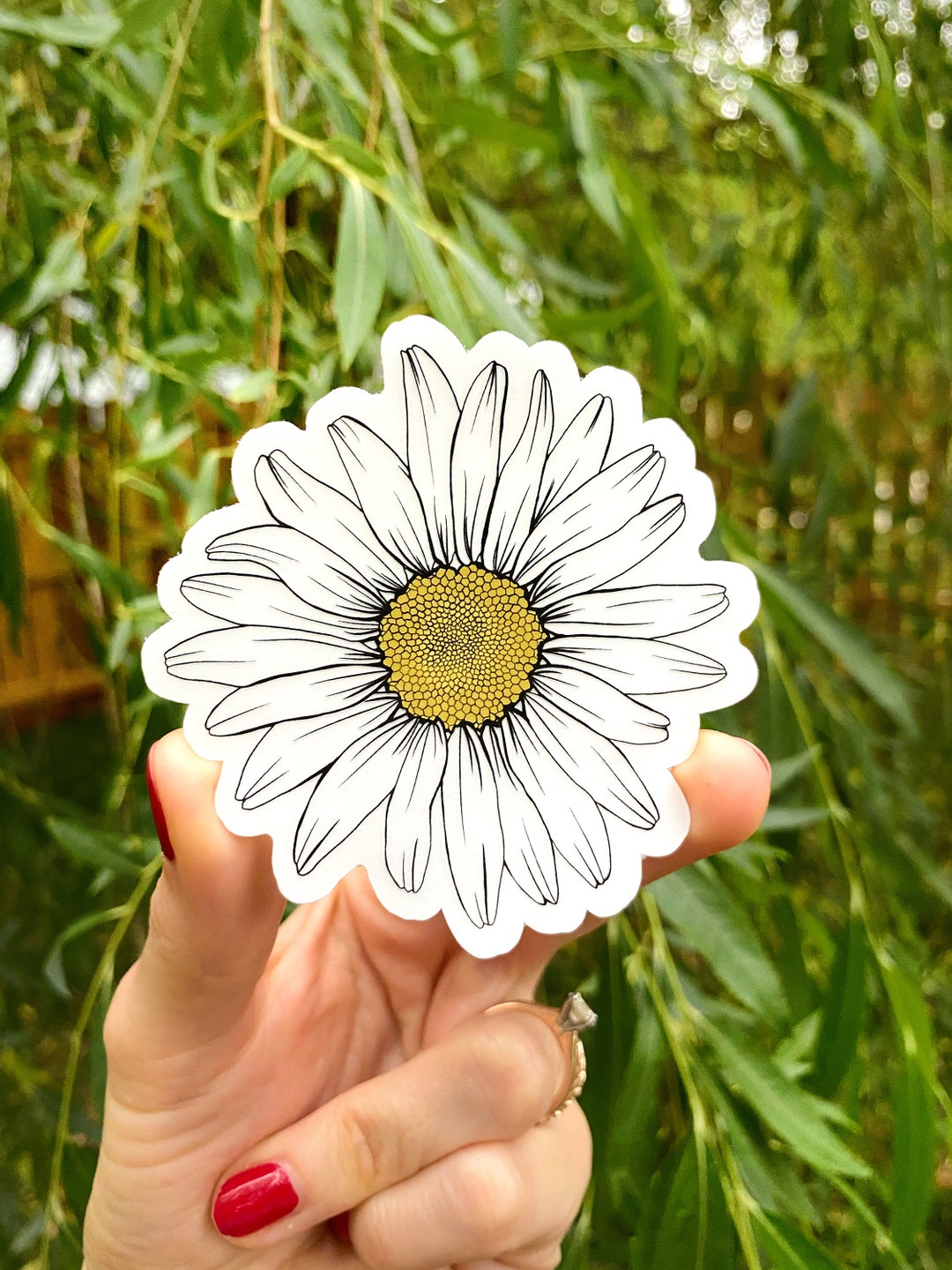 Daisy Clear Sticker - Vinyl, Matte, Waterproof - Floral Botanical ...